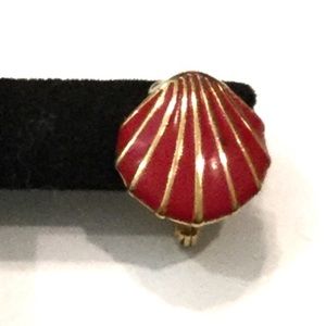 Monet | Jewelry | Monet Gold Tone Red Shell Clip On Earrings | Poshmark